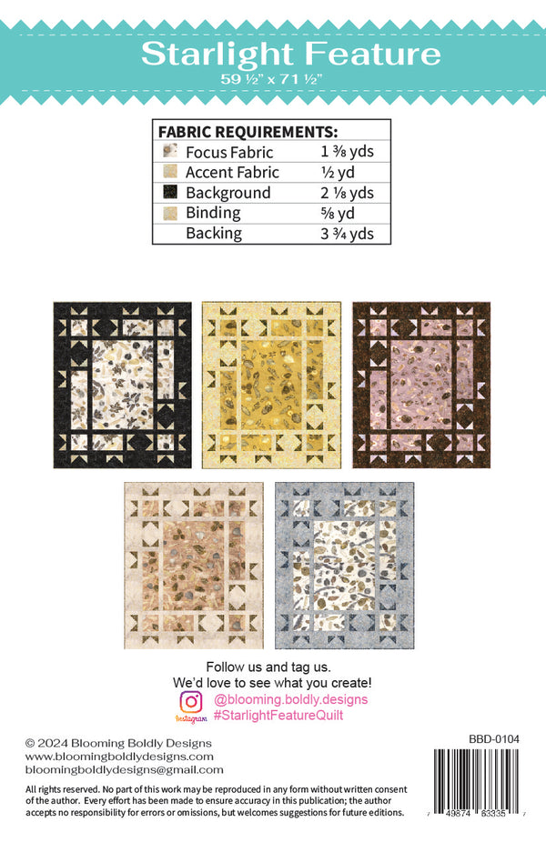 Starlight Feature Quilt Pattern – Blooming Boldly Designs