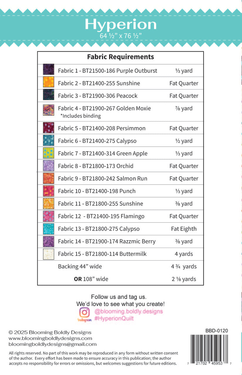 Hyperion Quilt Pattern – Blooming Boldly Designs
