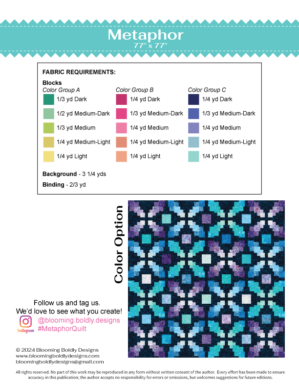Digital Download - Metaphor Quilt Pattern – Blooming Boldly Designs