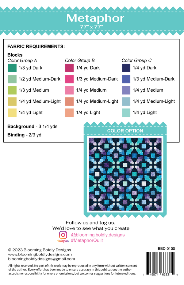 Metaphor Quilt Pattern – Blooming Boldly Designs
