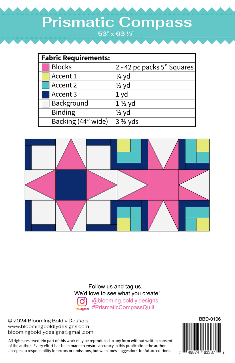 Prismatic Compass Quilt Pattern – Blooming Boldly Designs