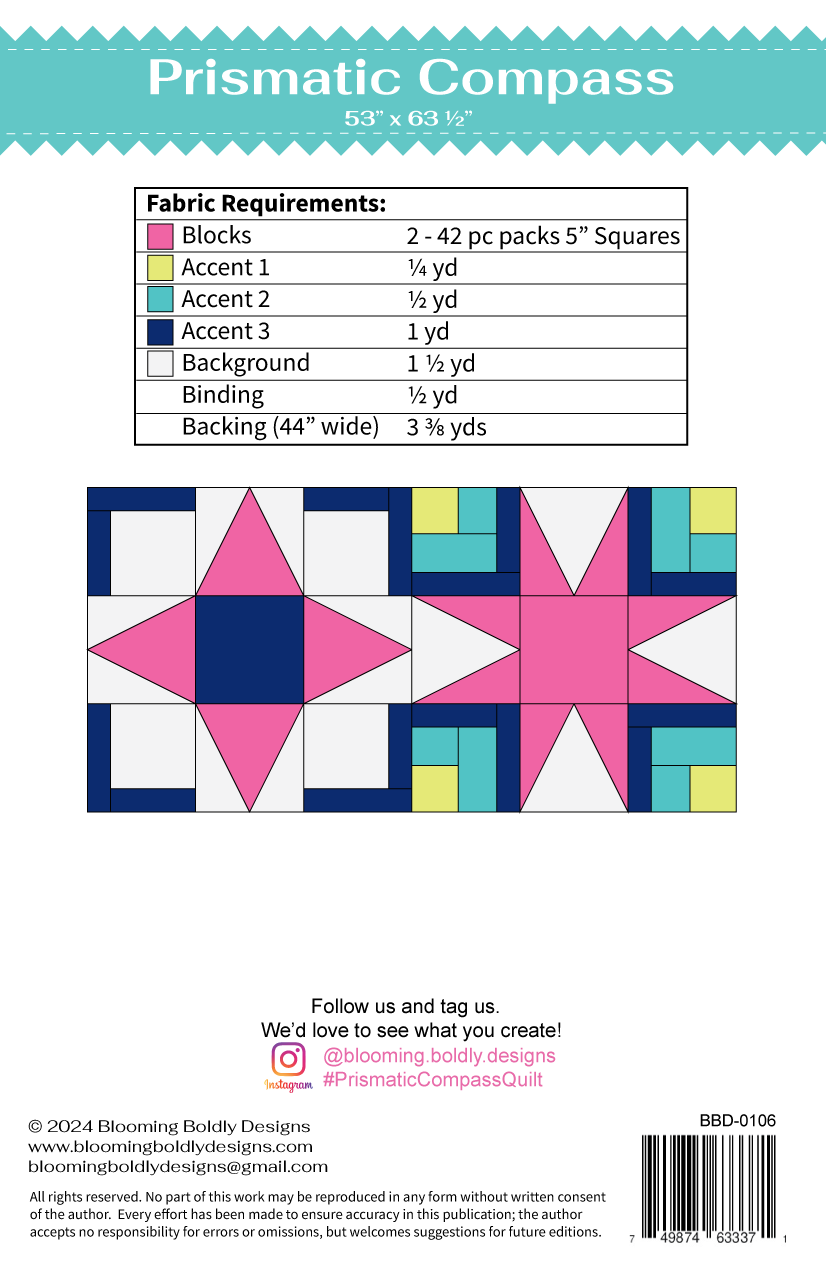 Prismatic Compass Quilt Pattern – Blooming Boldly Designs