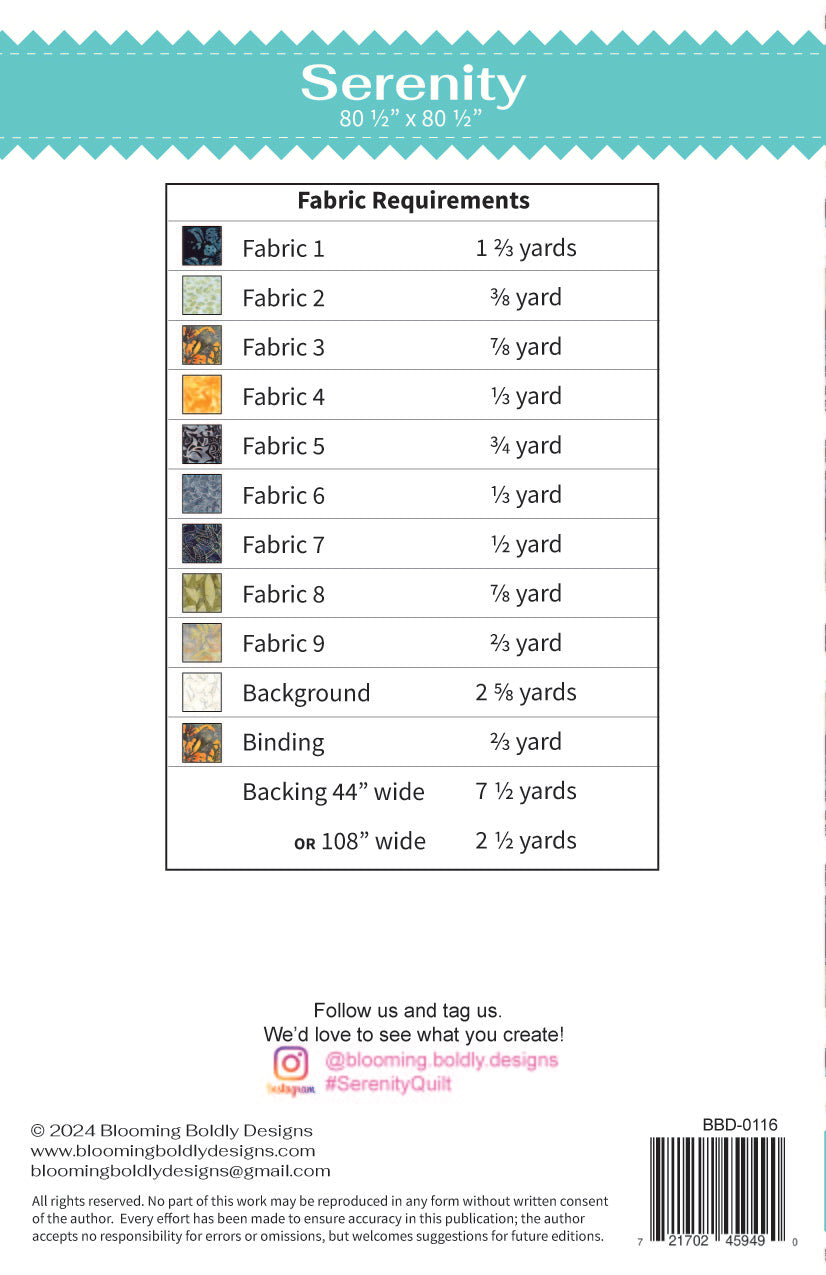 Serenity Quilt Pattern – Blooming Boldly Designs