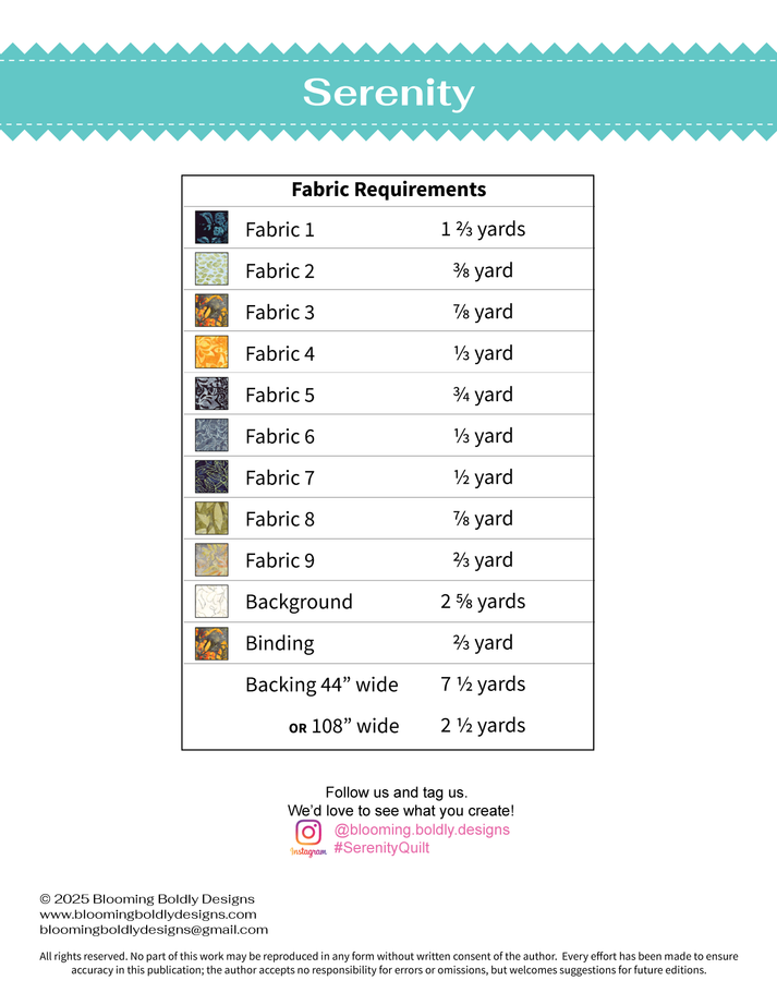 Digital Download - Serenity Quilt Pattern – Blooming Boldly Designs