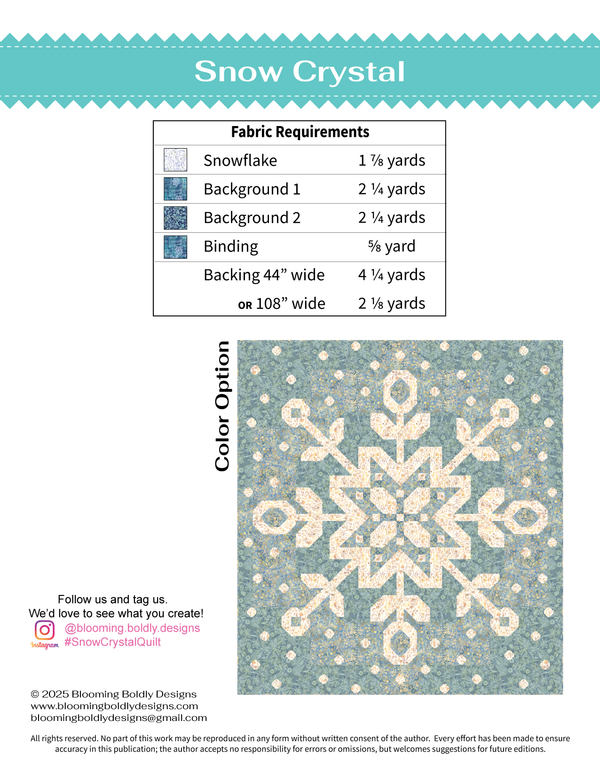 Digital Download - Snow Crystal Quilt Pattern – Blooming Boldly Designs